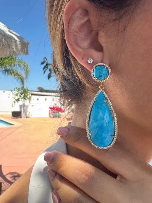 GEMMA AZZURRO Large Pear Earrings