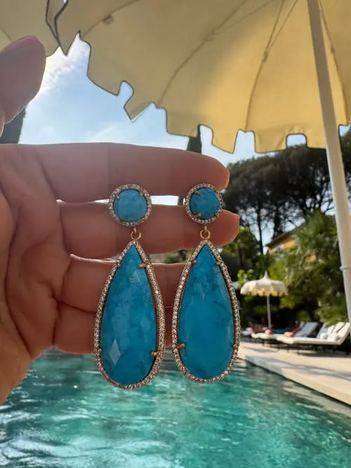 GEMMA AZZURRO Large Pear Earrings