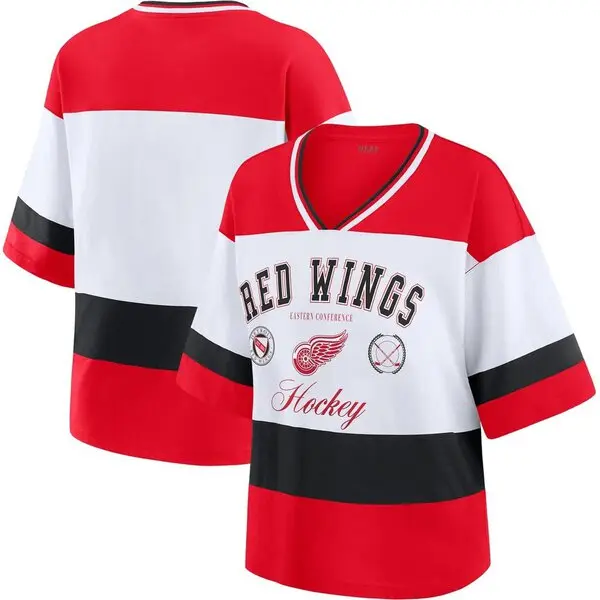 WEAR BY ERIN ANDREWS White Detroit Wings Jersey Style Tee - Red