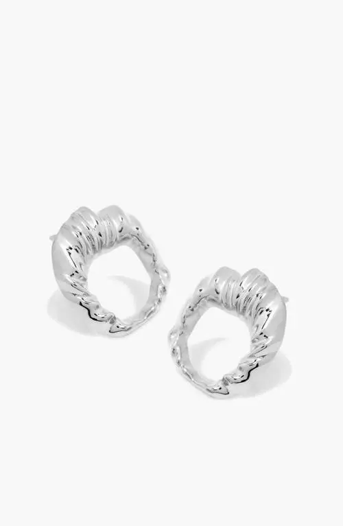 YOJ Iyun Face On Stud Earrings - Silver