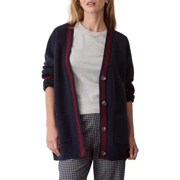 Marine Layer Varsity Long Cardigan - Twilight