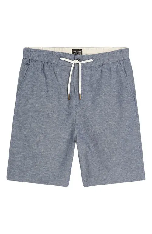 Scotch & Soda Cotton & Linen Drawstring Shorts - Ensign Blue