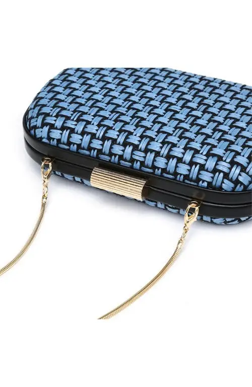 URBAN EXPRESSIONS Woven Box Clutch With Sculpted Clasp - Blue Black