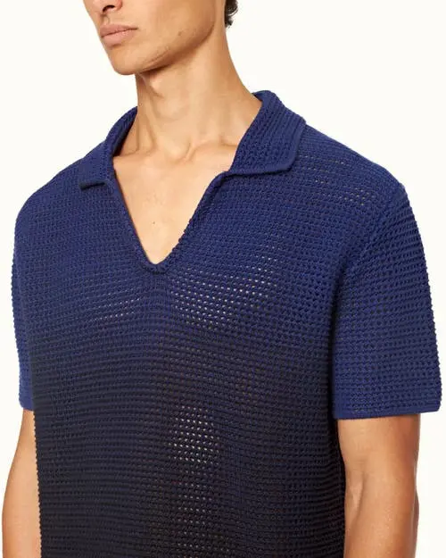 Orlebar Brown Batten Crochet Gradient Dye Polo Shirt