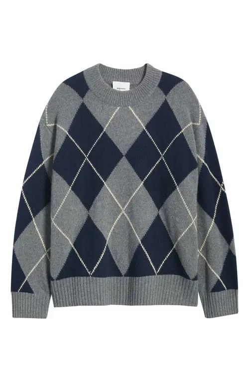 REFORMATION Oversized Recycled Cashmere & Wool Argyle Sweater - Thunder Multi Argyle