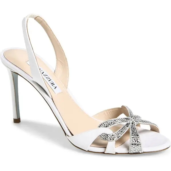 AQUAZZURA Ribbon Kiss Slingback Sandal - White