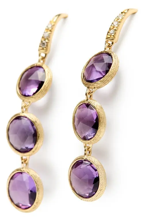 Marco Bicego Jaipur Color Amethyst & Diamond Three-drop Earrings