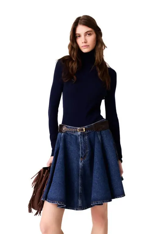 Maje Mixed Suede And Leather Corset Belt