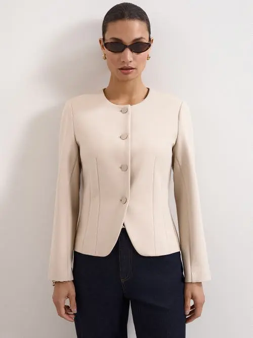 PHASE EIGHT Carla Sculpted Ponte Jacket - Stone
