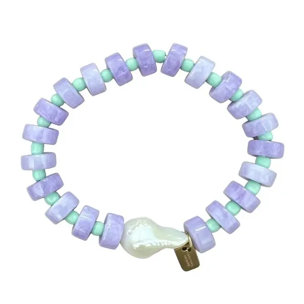 CHRISTINA GREENE Lavender Fields Baroque Pearl Beaded Bracelet