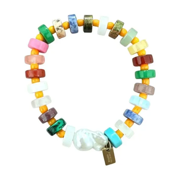 CHRISTINA GREENE Happy Go Lucky Baroque Pearl Beaded Bracelet - Yellow
