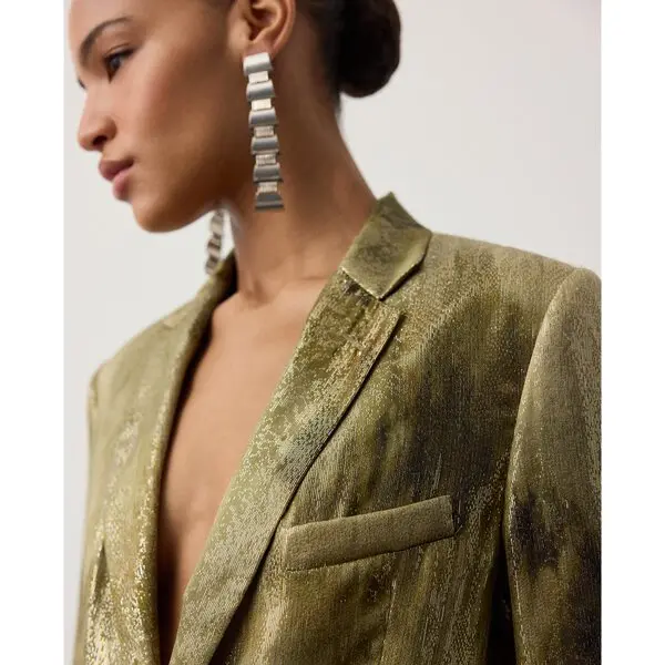 Ralph Lauren Marcy Abstract Metallic Jacquard Jacket