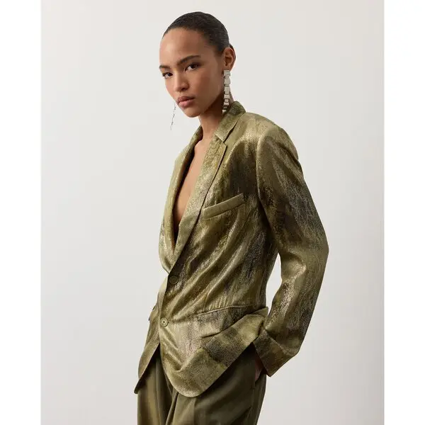 Ralph Lauren Marcy Abstract Metallic Jacquard Jacket