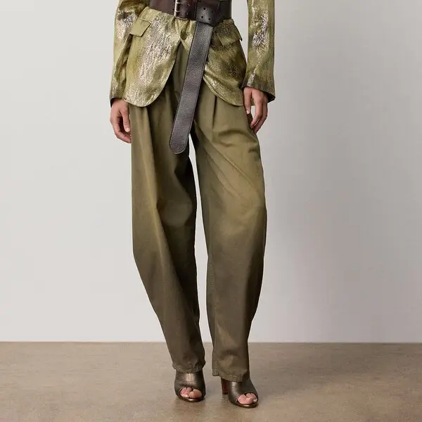 Ralph Lauren Ellen Foiled Cotton Denim Chino Pant - Bronze Emerald