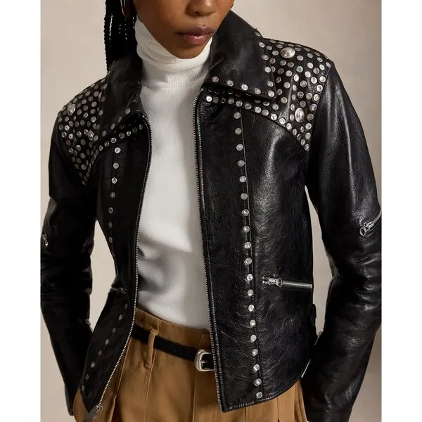 Ralph Lauren Studded Leather Moto Jacket