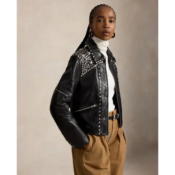Ralph Lauren Studded Leather Moto Jacket
