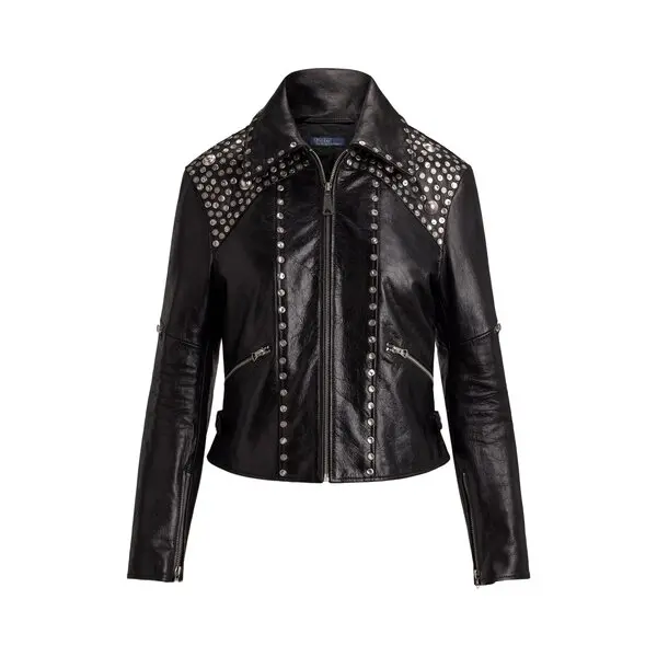Ralph Lauren Studded Leather Moto Jacket