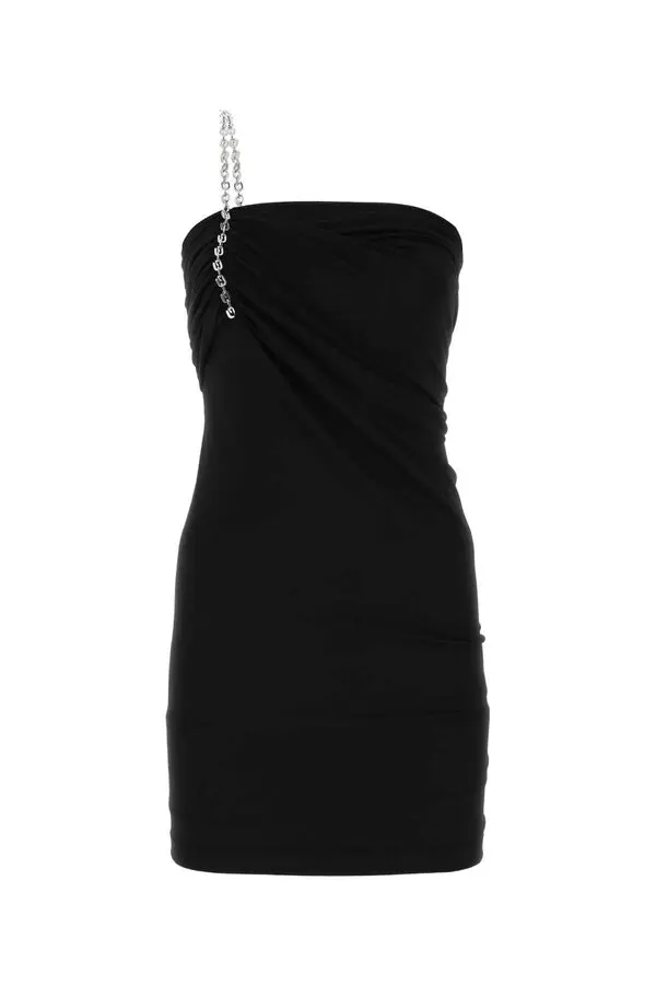 Givenchy Stretch Viscose Blend Mini Dress With Chain Detail - Black