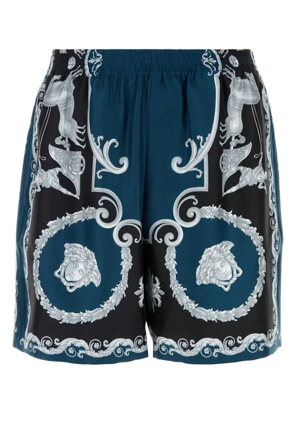 Versace Printed Silk Bermuda Shorts - Multicolor
