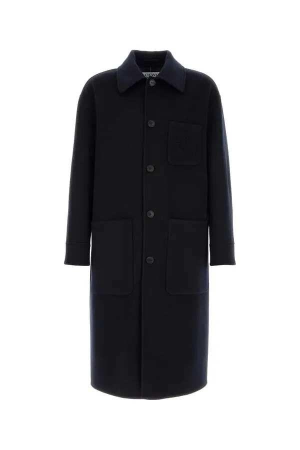Loewe Navy Wool Blend Coat - Blue