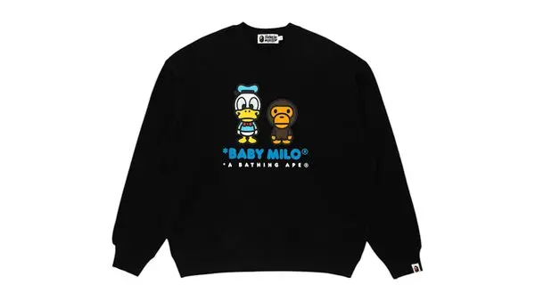 A BATHING APE X Disney Donald Duck Baby Milo Relaxed Fit Crewneck Sweatshirt - Black