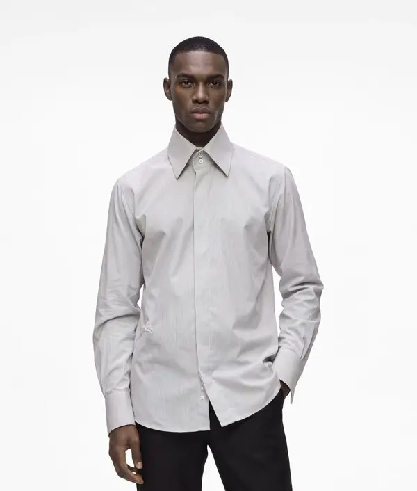 Karl Lagerfeld Modern-fit High-stand Collar Shirt - Black