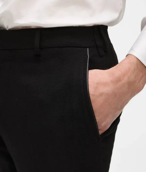 Karl Lagerfeld Slim-fit Faux-leather Trim Suit Pants
