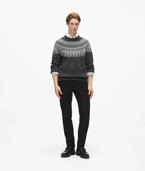 Karl Lagerfeld Slim-fit Faux-leather Trim Suit Pants