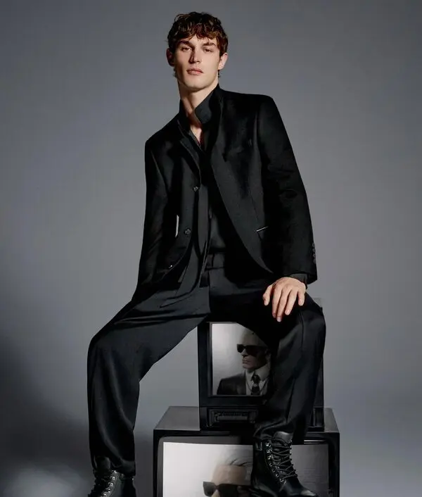 Karl Lagerfeld High-stand Collar Tailored Jacket