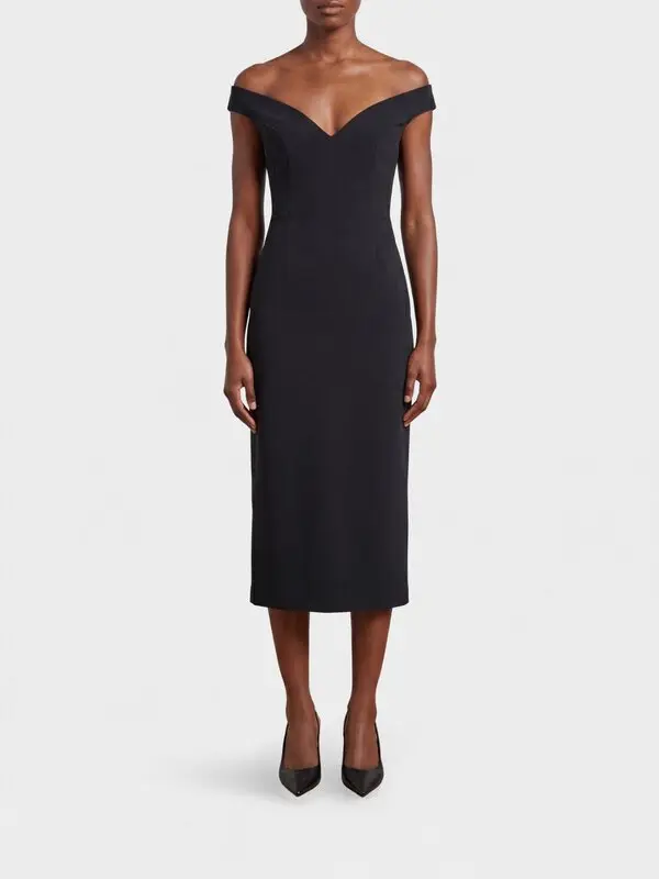 Solace London Criªpe Midi Dress - Black