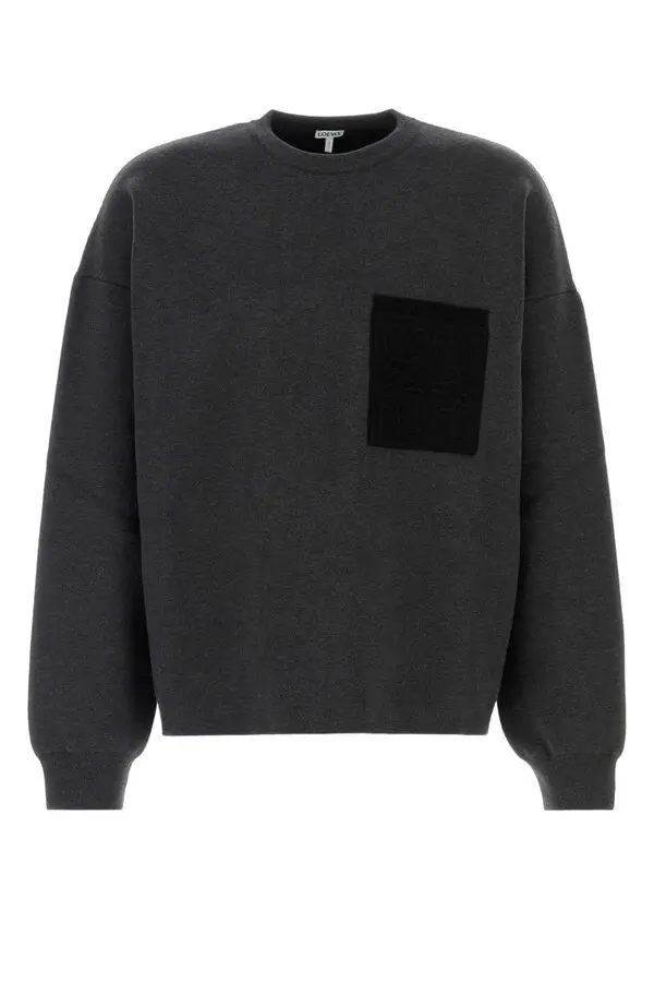 Loewe Dark Grey Stretch Cotton Blend Sweater - Gray