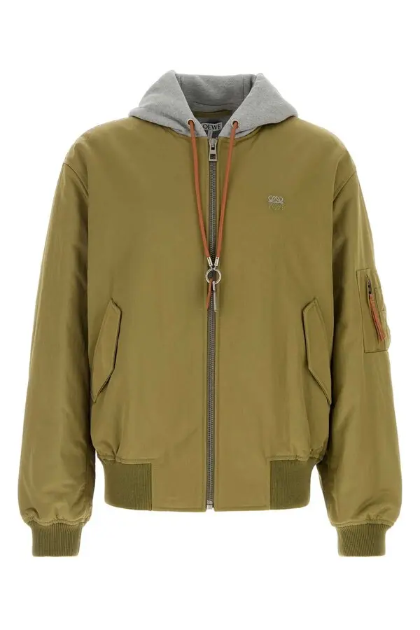 Loewe Khaki Nylon Bomber Jacket - Green