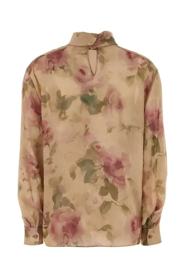 Magda Butrym Printed Stretch Silk Blouse