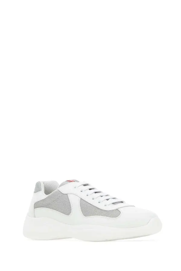 Prada Two-tone Leather And Tech Fabric Sneakers