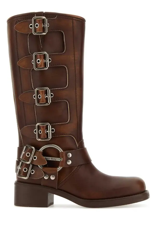 Miu Miu Leather Boots - Brown