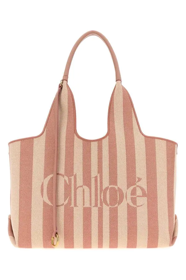 Chloé Embroidered Canvas Stripy Shopping Bag - Multicolor
