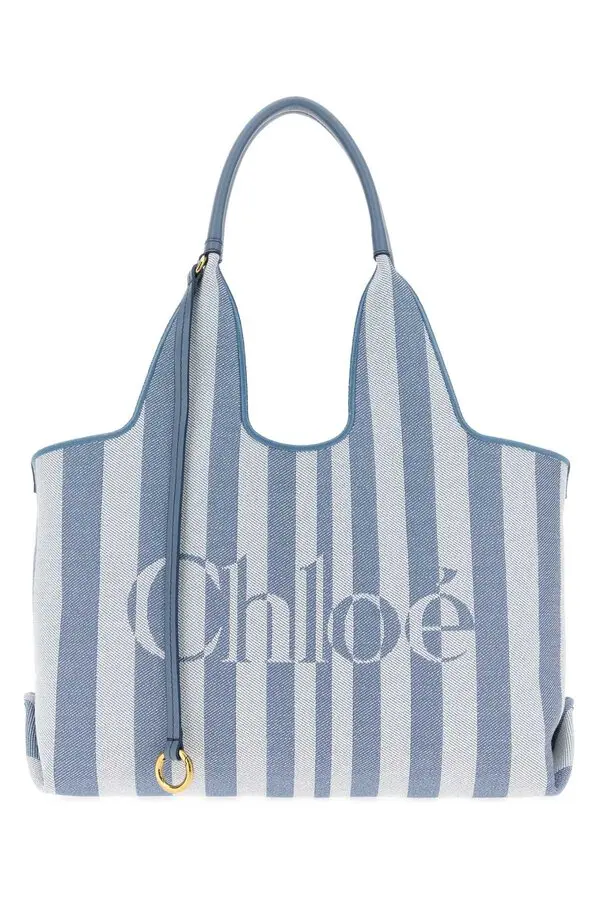 Chloé Embroidered Canvas Stripy Shopping Bag - Multicolor
