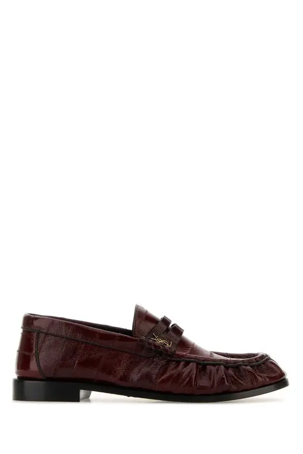 Saint Laurent Burgundy Leather Loafers - Red