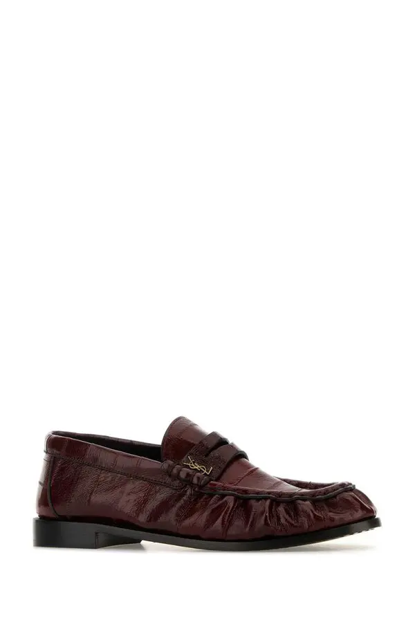 Saint Laurent Burgundy Leather Loafers