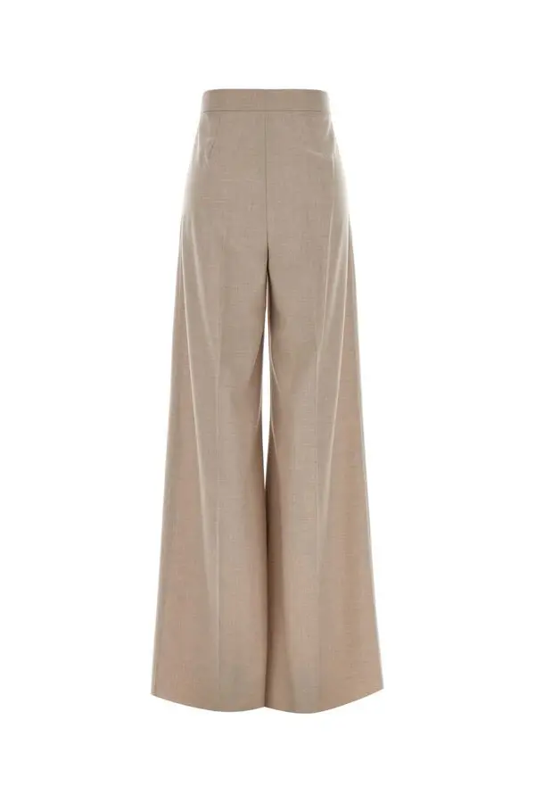 Max Mara Sand Stretch Cashmere Zulia Wide-leg Pant