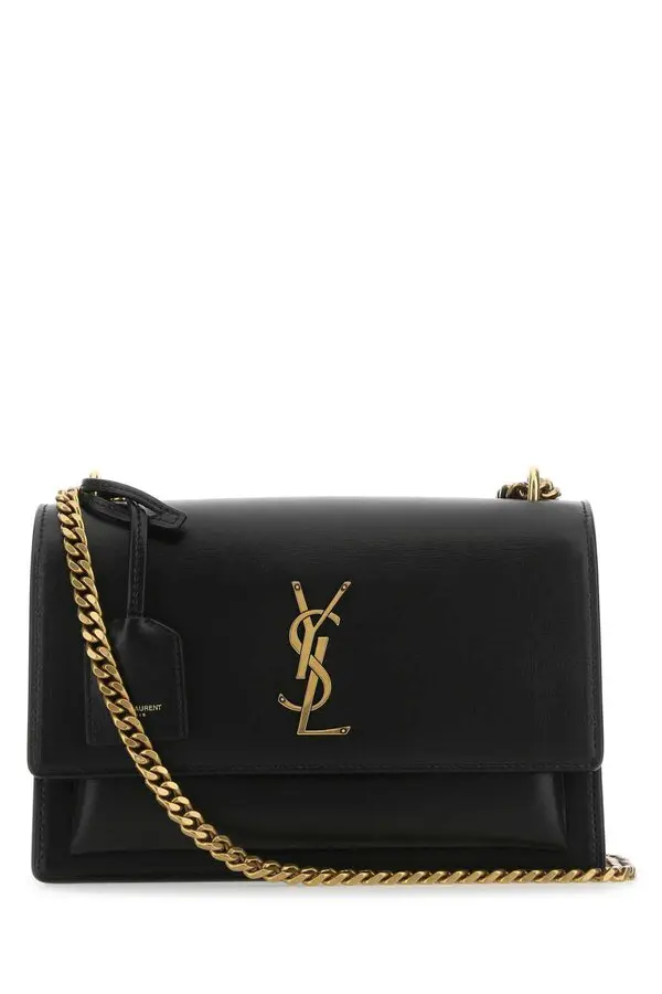 Saint Laurent Leather Medium Sunset Shoulder Bag - Black