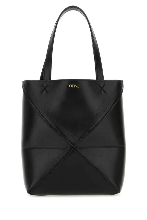 Loewe Leather Mini Puzzle Fold Handbag - Black