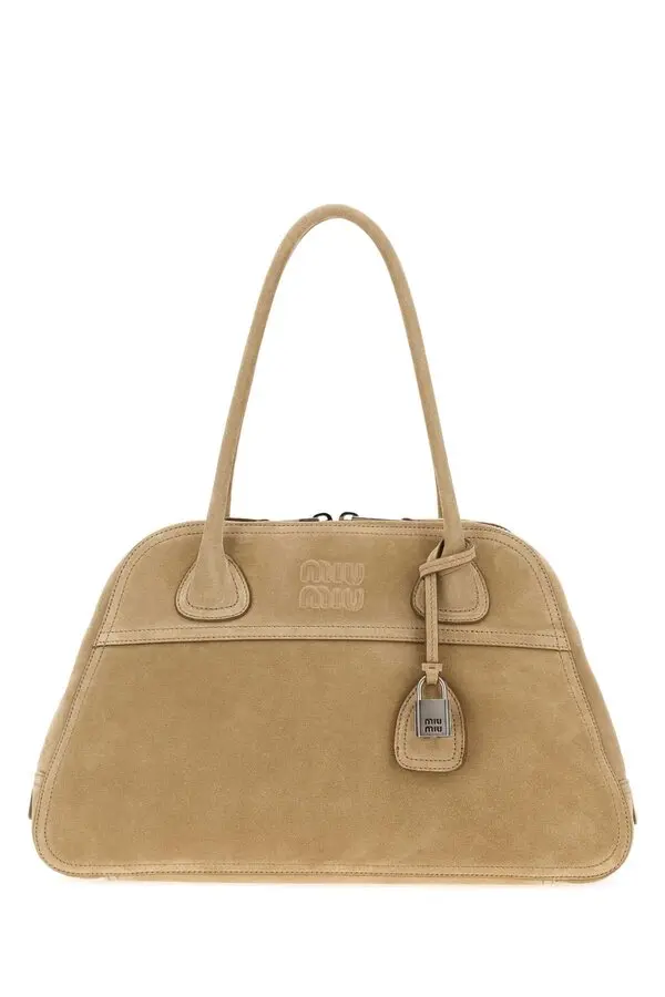 Miu Miu Beige Suede Vivant Shopping Bag - Brown