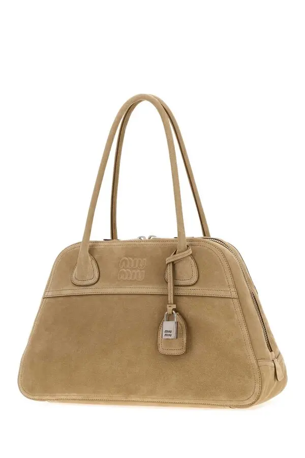 Miu Miu Beige Suede Shopping Bag - Brown