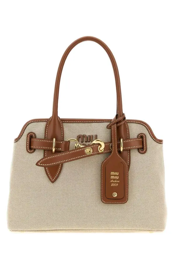 Miu Miu Two-tone Canvas Aventure Shopping Bag