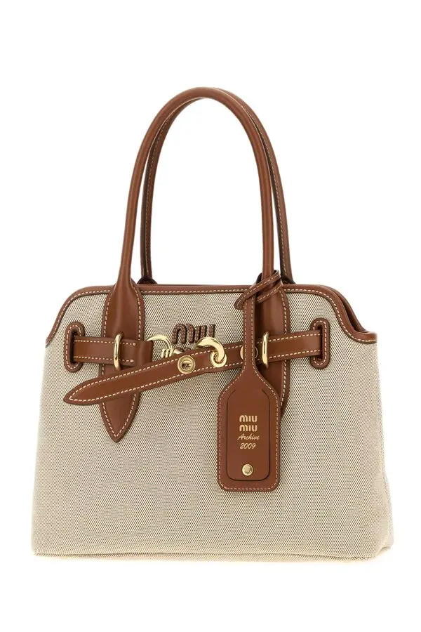 Miu Miu Two-tone Canvas Aventure Shopping Bag