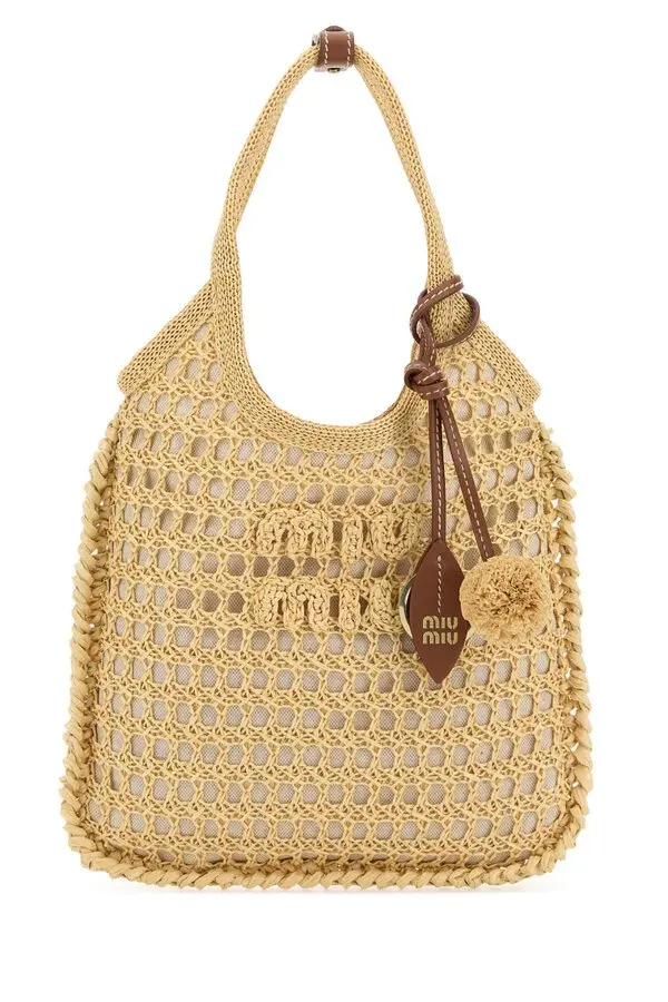 Miu Miu Biege Crochet Ivy Handbag - Brown