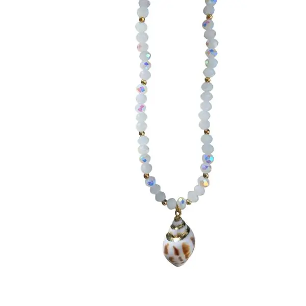 OHSUN Belize Shell Necklace & Gold - White