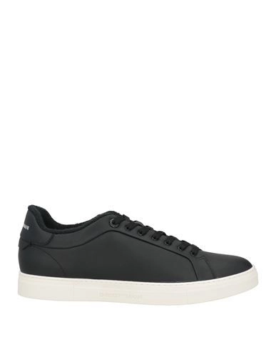 Emporio Armani Leather Low Top Sneakers - Black