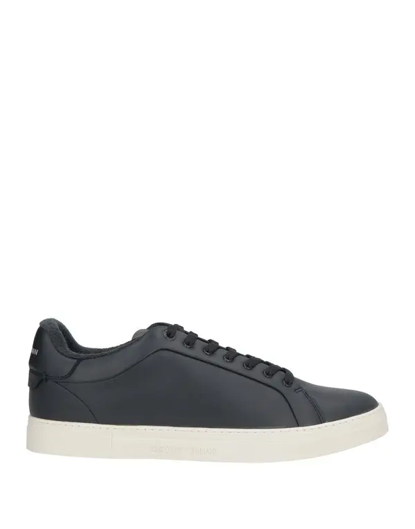Emporio Armani Leather Low Top Sneakers - Navy